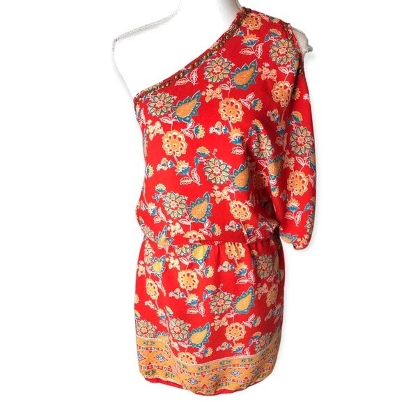 Angie | Dresses | Angie One Shoulder Floral Studded Details Cold ...